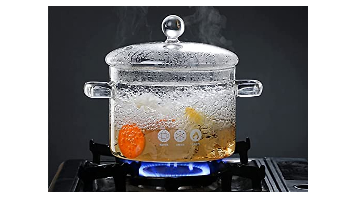 Heat-Resistant 1.5L Glass Cooking Pot with Lid