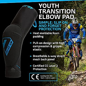 7 iDP Youth Transition Elbow Pads - Black & Blue (Small/Medium)