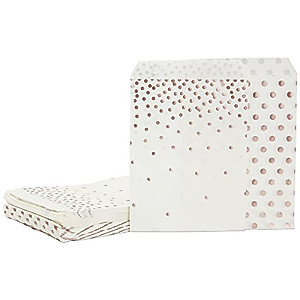 100 Pack Paper Treat Bags for Cookies, Popcorn, Candy Party Favors (2 Rose Gold Foil Designs)