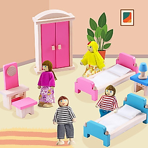 Toydaze The Wooden Dolls House Furniture Set Contains 35 Pieces of Dolls House Accessories for Girls and Boys Aged 3+