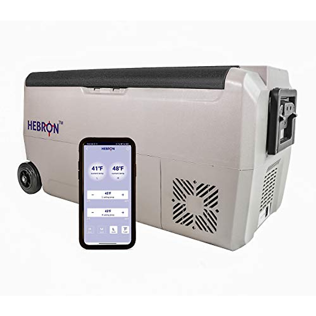 Hebron 33 Quart Dual Zone Portable Refrigerator/Freezer for Camping Fishing and Travel - 12/24 Volt DC Mini Chest Cooler for Vans Campers RVs and Boats