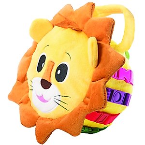 Buckle Toys - Benny Lion - Toddler Plush Activity Toy Stuffed Animal - Great for Homeschool or Preschool - Fine Motor Skill and Cognitive Skill Development - Zipper Storage