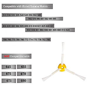 HyacGoaw Replaced Side Brushes (3- Pack) Compatible with iRobot Roomba 500 & 600 & 700 Series Vacuum Cleaner,3-Armed Side Brushes Compatible with iRobot Vacuum Cleaner 600 610 620 760 770 780