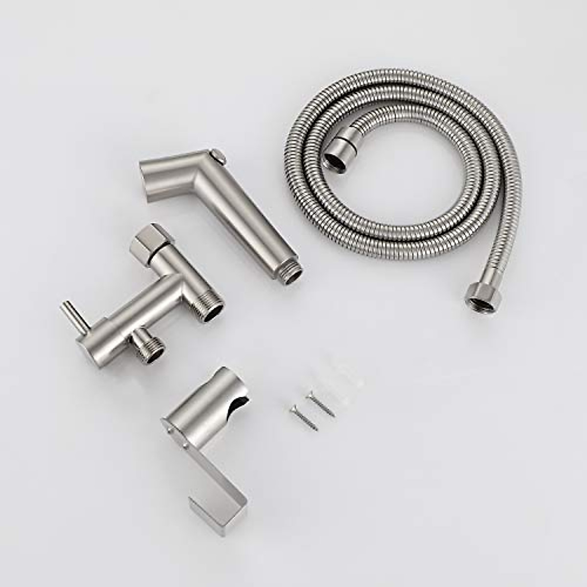 Bidet Sprayer for Toilet,Pressure Adjust Bidet Wand, Double Shut-Off Brass Valve Brushed Nickel