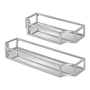 Kate and Laurel Ciel Modern Glam Metal Wall Shelf Set, Set of 2, Silver, Elegant Wall Decor and Storage