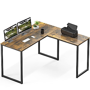 SHW 48-Inch Mission L-Shaped Home Computer Desk, Rustic Brown