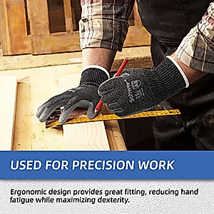 Schwer 8 Pairs Cut Resistant Work Gloves, ANSI A3 Cut Proof Working Gloves with Grip on Palm, for Men & Women, Ideal for General Purpose, Assembly, Auto Repairing (Black, Large)