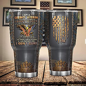 V VIBEPY All Over Printed, Veteran Tumbler, US Veteran Tumbler, Military Tumbler, Veteran Normal Tumbler, 30oz Stainless Steel Tumbler, Gift For Men, Gift For Him, Gift For Veteran, Coffee Tumbler