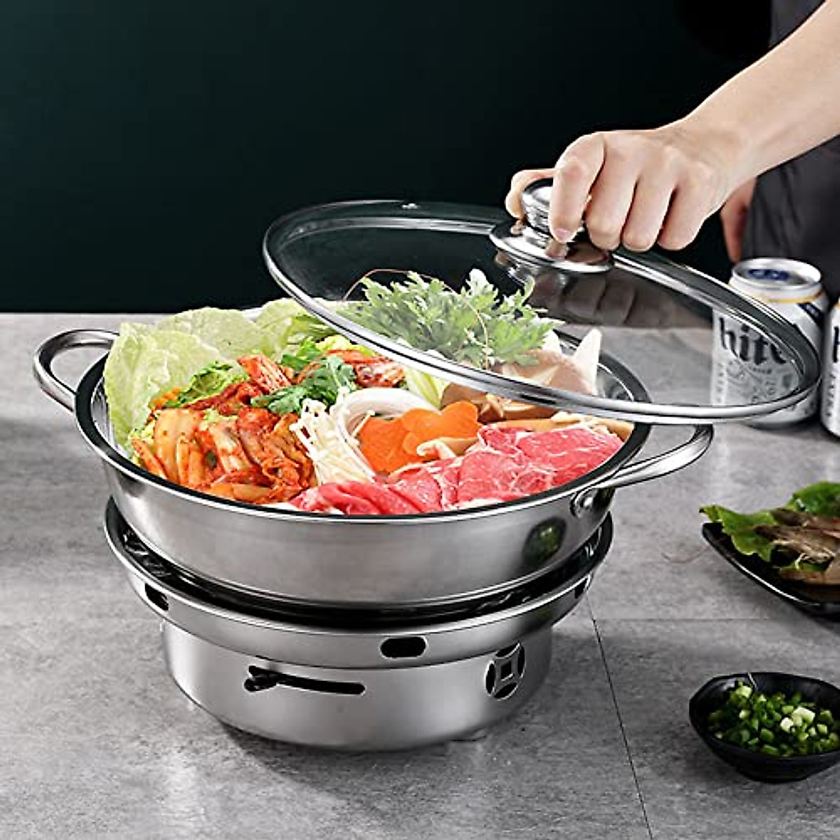 KELUNIS Chafing Dish Buffet Set, Stainless Steel Round Food Warming Tray with Fuel Holder for Parties, Dinners and Catering