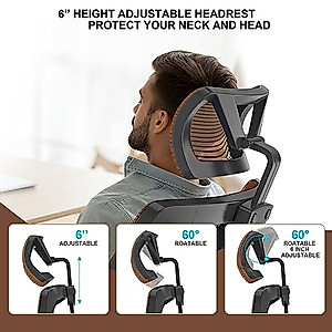 𝑯𝑶𝑴𝑬 𝑶𝑭𝑭𝑰𝑪𝑬 𝑪𝑯𝑨𝑰𝑹, Ergonomic Mesh Desk Chair, High Back Computer Chair- Adjustable Headrest with Flip-Up Arms, Lumbar Support, Swivel Executive Task Chair (Mummy Brown, Modern)