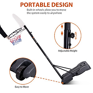 Smartxchoices Portable Basketball Hoop Stand 81''-98'' Height Adjustable w/Casters Net Goal Indoor Little Basketball Game