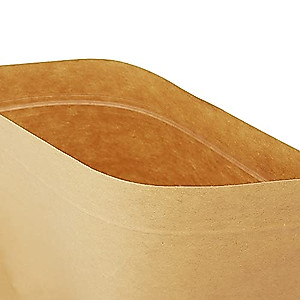 HOZEON 200 Pack 7 x 10 Inch Kraft Stand Up Pouches, Kraft Stand Up Zip Lock Pouch Bags with with Clear Window and Tear Notch, Resealable Kraft Stand Up Bags for Dry Food Nut Candy Snack Grain Storage