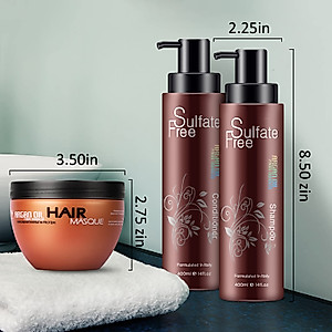 Nuspa Moroccan Argan Oil Hair Care Set - Sulfate Free for Damaged, Dry, Frizzy, Color Safe, Keratin Treated Hair with Long Lasting Shine