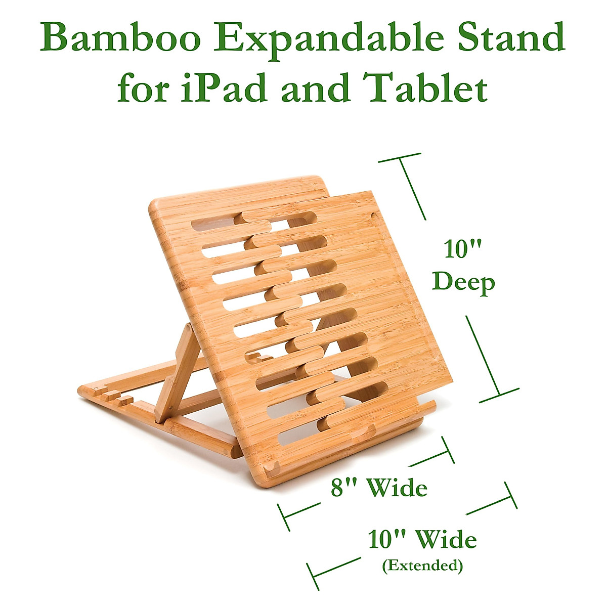 Lipper International 1887 Bamboo Wood Expandable Stand for iPad, Samsung, Nexus, Nintendo Switch, and Other Tablets