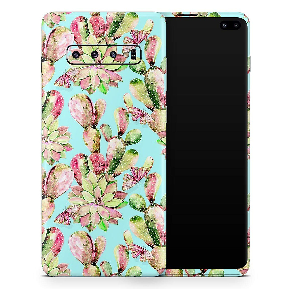 DesignSkinz Watercolor Cactus Succulent Bloom V4 Protective Vinyl Decal Wrap Skin Cover Compatible with The Samsung Galaxy S20 (Screen Trim & Back Glass Skin)
