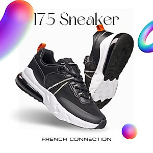 French Connection Women's Premium Breathable Athletic Shoes Walking Running Workout Tennis Comfortable Non Slip Fashion Sneakers for Women with Air Cushion in Black Size 8.5