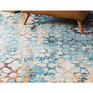 Unique Loom Vita Collection Traditional Over-Dyed Saturated Floral Medallions Area Rug (3' 3 x 5' 3 Rectangular, Turquoise/Ivory)