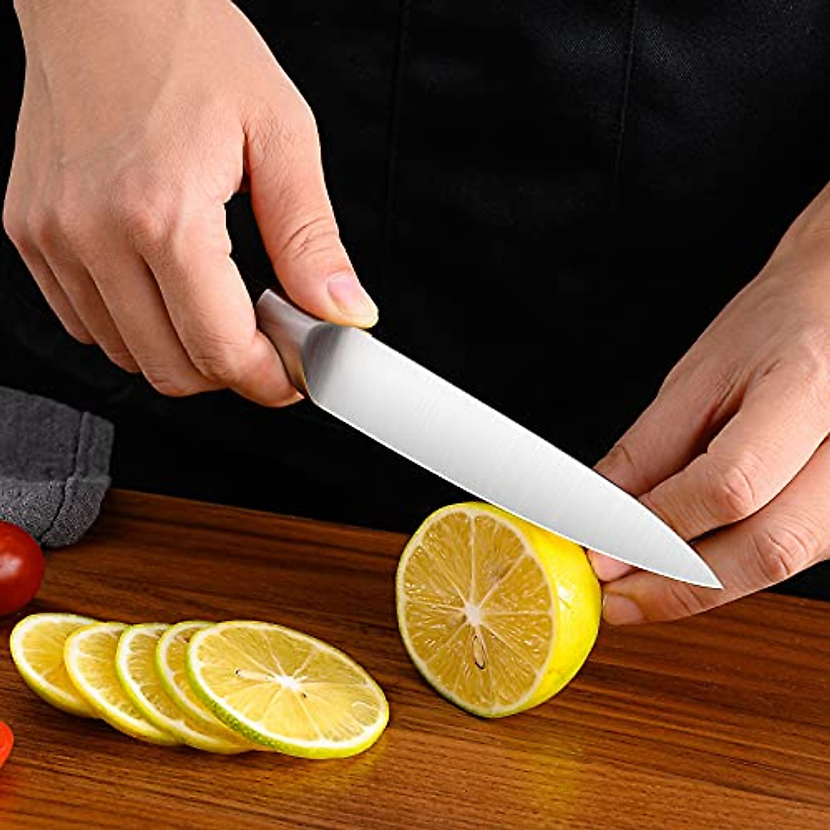BECOKAY Kitchen Utility Knife - 5 inch Petty Knife with Sheath - Sharp High Carbon German Stainless Steel Cutting Engraving Knife - Suitable for Meat, Fruit Peeling Knife - Ergonomic Handle Design