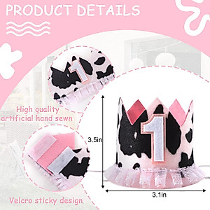 Pink Cow Birthday Party Hat/Crown - Western-Themed First Birthday Crown for Baby Girl, Party Decorations and Photo Props