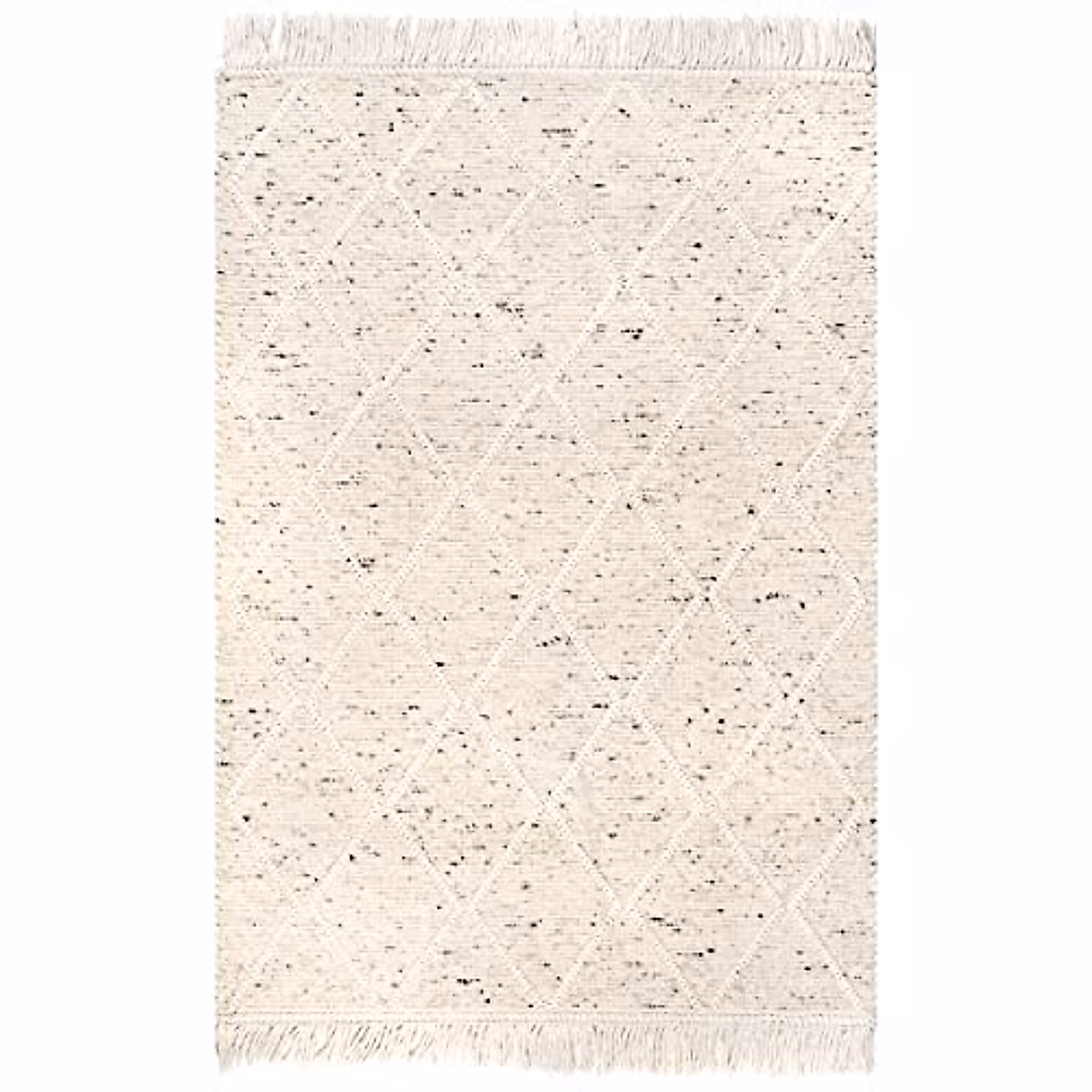 nuLOOM Brooklyn Textured Trellis Wool Fringe Area Rug, 9' x 12', Beige