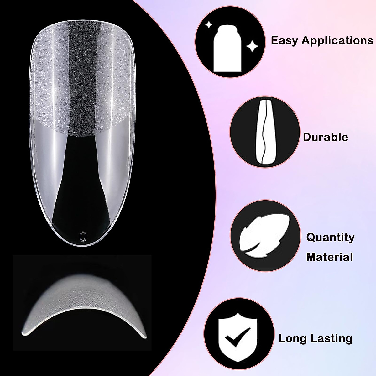 LoveOurHome 600pc Gel Nail Tips Clear Oval Almond Fake Nails Full Cover Artificial False Fingernails for Gel Manicure Extension/Acrylic Nail Design Press on Nail Making