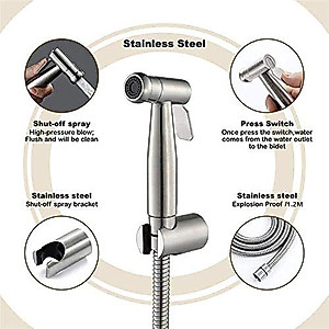 JIYTG Bidet Toilet Shower Bidet Sprayer Spray Douche kit Stainless Steel Bidet Booster Nozzle Toilet Spray Gun Set Shower