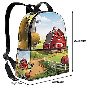 BAFAFA Cartoon Red Farm Printed Travel Backpack Business Work Bag Computer Bag Outdoor Sports Rucksack