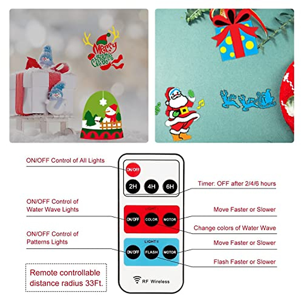 Projector Lights Decoration with Colorful Chaging Ocean Wave Outdoor for Xmas/Halloween/Party/House - 16 Pattern