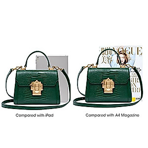 LA'FESTIN Cross body Leather Tote Bags for Women Green Shoulder Purses Medium