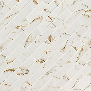 MSI Calacatta Gold 11.46 in. x 11.69 in. Matte Porcelain Subway Floor Tile and Wall Tile for Kitchen Backsplash, Bathroom Tile, Accent Wall Tile, Shower Wall Tile, Mosaic Tile