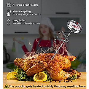 Candy Deep Fry Thermometer with Pot Clip - Candy Thermometer Very Accurate & Fast Read Food Thermometer | Mechanical Meat Thermometer for Grilling | Candle Making Thermometer | Baking Thermometer