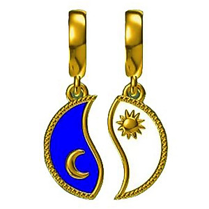 2pc Splittable Sun Moon Sparkling Yin & Yang 925 Sterling Silver Charm Bead For Pandora & Similar Charm Bracelets or Necklaces