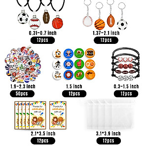 122 PCS Sports Party Favors Basketball Baseball Football Soccer Party Gift Thank You Tags Goodie Bags for Sports Club Party Favors Kid Birthday Party Baby Shower Sports Theme Party Supplies (Style 01)