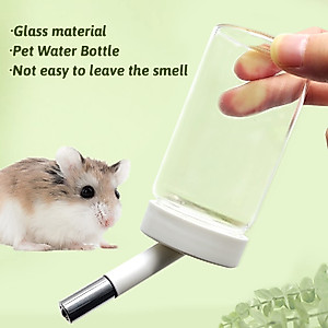 Hamiledyi Hamster Water Bottle with Lights Stand No Drip Small Animal Water Dispenser Pet Drinker Stand for Guinea Pig Mouse Gerbil Squirrel Small Animal Habitat Decoration (Green)