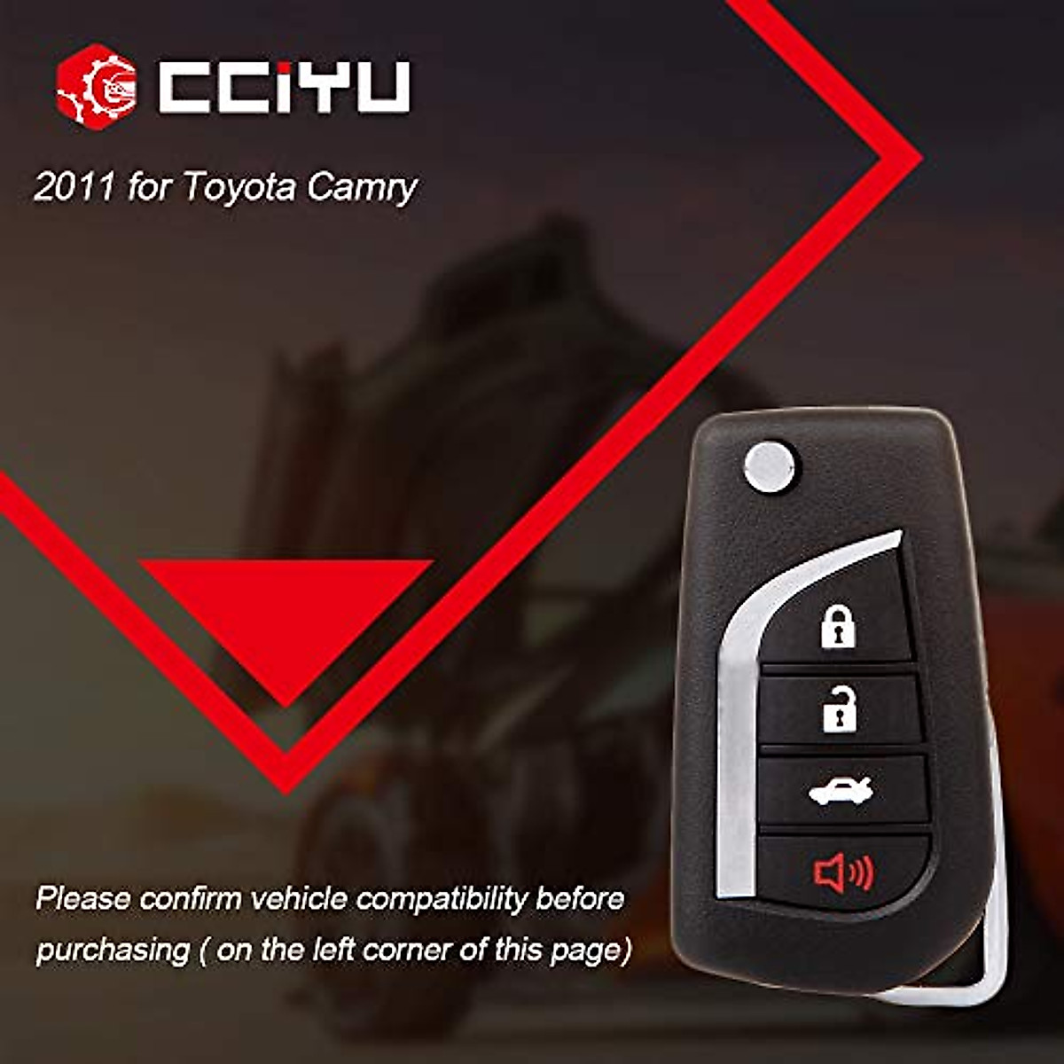 cciyu X 1 Flip Key Fob with Key Blade 4 buttons Replacement for 11 for Toyota Camry Series with FCC HYQ12BBY