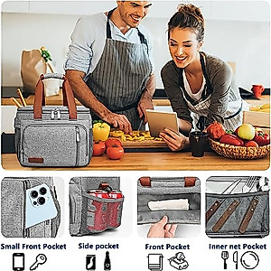 MIYCOO Insulated Lunch Bag for Women Men Reusable Lunch Box for Office Work - Leakproof Soft Adults Lunch Cooler Bag with Adjustable Shoulder Belt Grey