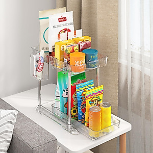 2 Tier Bathroom Cabinet Under Sink Organizers and Storage Clear, Multi-Purpose Kitchen Pantry Organization and Storage, Pull Out Medicine Cabinet Organizer Storage with Movable Dividers & Cups, 2 Set