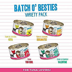 Weruva Best Feline Friend (B.F.F.), Batch 'O Besties Variety Pack, Wet Cat Food, 3oz Can (Pack of 12)