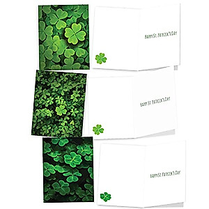The Best Card Company - 20 Assorted Boxed St. Patrick's Day Note Cards, 2 each of 10 designs, with Envelopes (4 x 5.12 Inch) - Lucky Clovers AM9079SPG-B2x10
