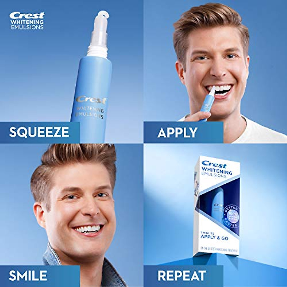 Crest Whitening Emulsions On-the-Go Leave-On Teeth Whitening Gel Pen, 0.35 Oz (10 G)