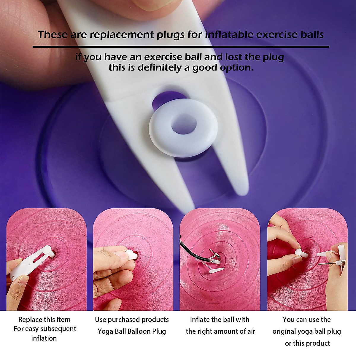 Lxnoap 10-Pieces Fitness Exercise Sport Yoga Ball Inflatable Bed Pool Air Stopper Plug Pin