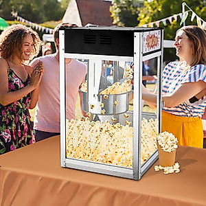 ROVSUN Commercial Popcorn Machine Movie Theater Style with 16 Ounce Kettle, Countertop Popcorn Maker Machine w/Stainless Steel Scoop, Oil Spoon & 3 Popcorn Cups (Black)