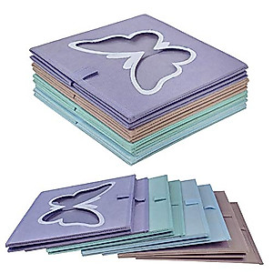 Homyfort Cube Storage Bins for kids 11x11 - Foldable Fabric Toy Box Clothes Storage Boxes Organizer with Clear Window for Pantry,Closet,,Bedroom,Butterfly Set of 4