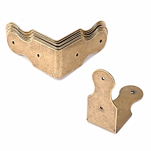 Tighall L Shaped Vintage Gold Corner Protector, 2" × 0.9" Brass Decorative Box Corner Guards Edge Cover with Screws, 8 PCS