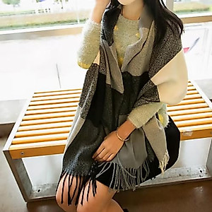 YSense Women's Long Plaid Blanket Scarf Chunky Oversized Winter Fall Warm Scarf Big Tartan Scarves Wrap Shawl Ladies Gifts