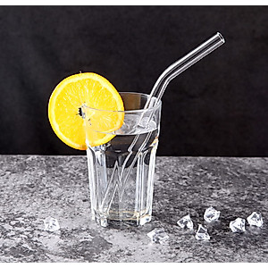 MANZOO Glass Straw Reusable Straws Glass Straws Clear Straws,Including 6PC Straight Straws, 6PC Bent Straws Plus 2PC Cleaning Brush