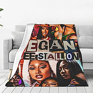 RobertDTesta Stylish Throw Lightweight Blanket 50''x40'' Summer Quilt Micro Fleece Blanket Flannel Throw Blanket Thee Stallion Megan Throw Blanket for Bed, Black