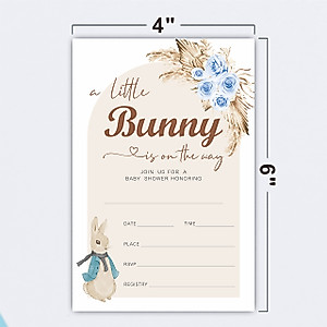 JCVUK Baby Shower Invites,Boho Bunny Theme Baby Shower Invitation Cards With Envelopes(25 Pack), Purple Bunny Baby Shower Decorations And Supplies For Boys Girls(YQK-B05)