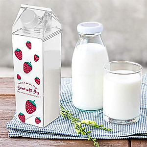 Cabilock 500ml Strawberry Printed Milk Box Milk Carton Water Bottle Plastic Milk Box Juice Bottle Empty Milk Container Water Bottle