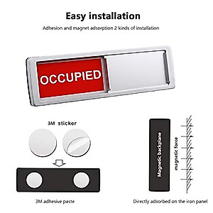 Vacant Occupied Privacy Sign, Vacant Occupied Door Sign for Home Office Restroom Conference Hotels Hospital, Slider Door Indicator Tells Whether Room Vacant or Occupied, 7'' x 2'' - Silver